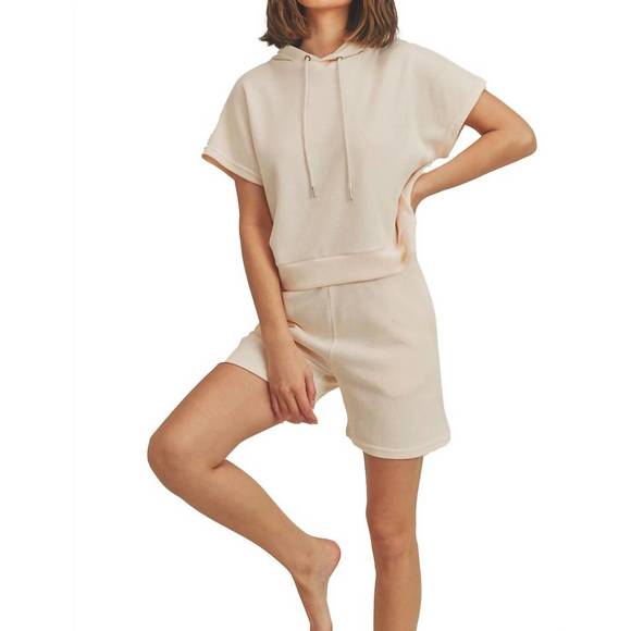 TREND:NOTES | Other | New Trendnotes Hoodie Ribbed Sweat Short Set In ...